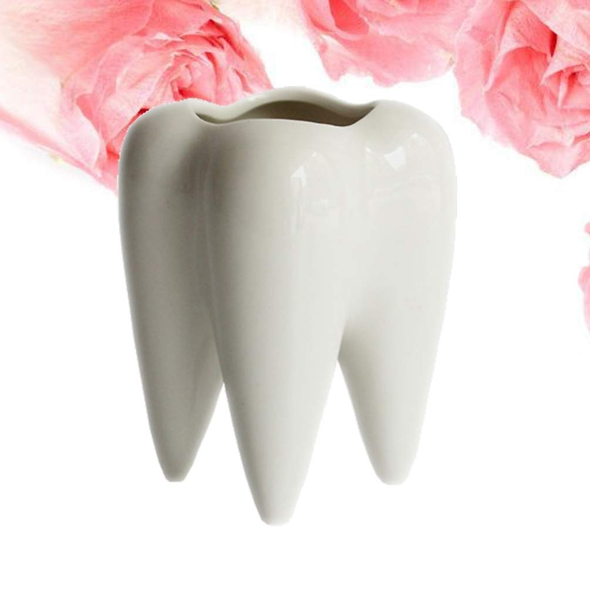 Ceramic Flower Vase Plant Pot Succulent Pots Virgin Mary Statue Ceramic Toothbrush Holder Black Handlebars Dental for Dental Assistants Mini Pots Cute White Desktop