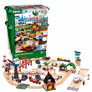 BRIO World 33766 Deluxe Railway Set - Ultimate Wooden Train Adventure for Kids Aged 3 and Up | Interactive and Educational | Compatible with All Brio Railway Toys | Certified Sustainable Toy