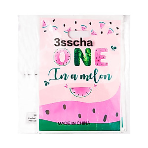 3sscha 50Pcs One in A Melon Party Favor Bag Watermelon Themed Waterproof Goodie Bag with Die Cut Handles Summer Glossy Plastic Candy Gift Bags for Kid First Birthday Baby Shower Decoration Supplies