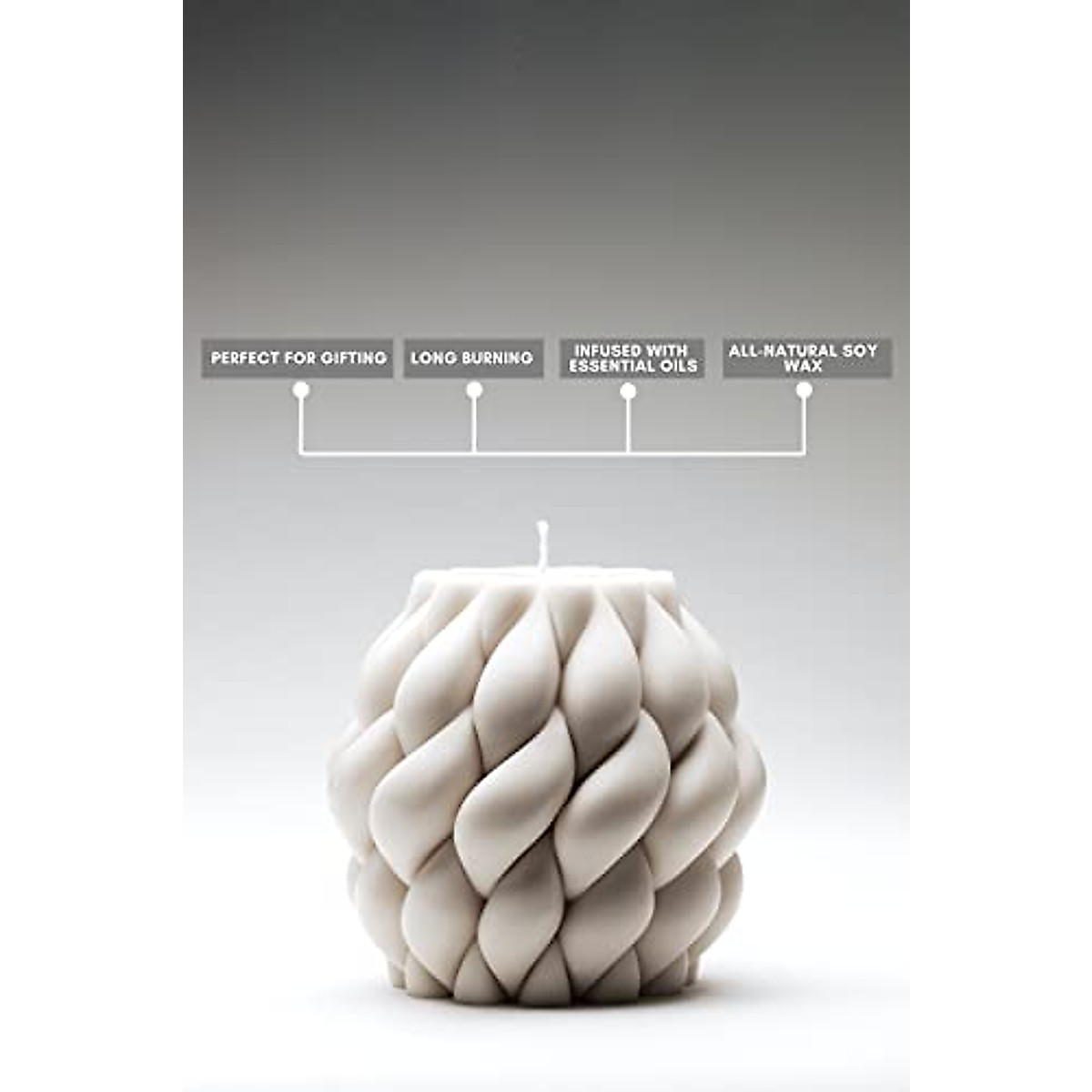 LAWA Knot Ball Candle - Handmade Twisted Scented Soy Wax Candle Elegant Aesthetic Candle Housewarming Gift Home Decor Idea White