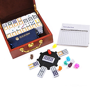 ZOOCEN Double 12 Dominoes Mexican Train Game Set with 91 Colored Dots Tiles Storaged in an Elegant Leather Case,Ideal Family Game for Adults and Kids