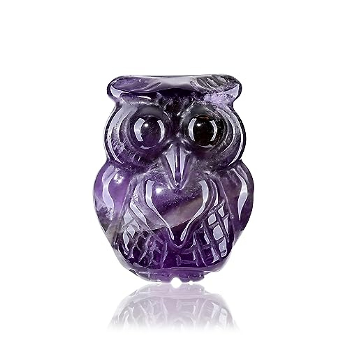 CrystalTears Amethyst Crystal Owl Figurine Ornament Carved Natural Healing Crystal Gemstone Animal Statue for Home Office Decor Reiki Healing Good Luck Crystal Gift for Christmas