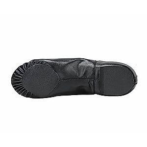 Linodes Unisex PU Leather Upper Slip-on Jazz Shoe with Up Elastic for Women and Men's Dance Shoes-Black-7.5M