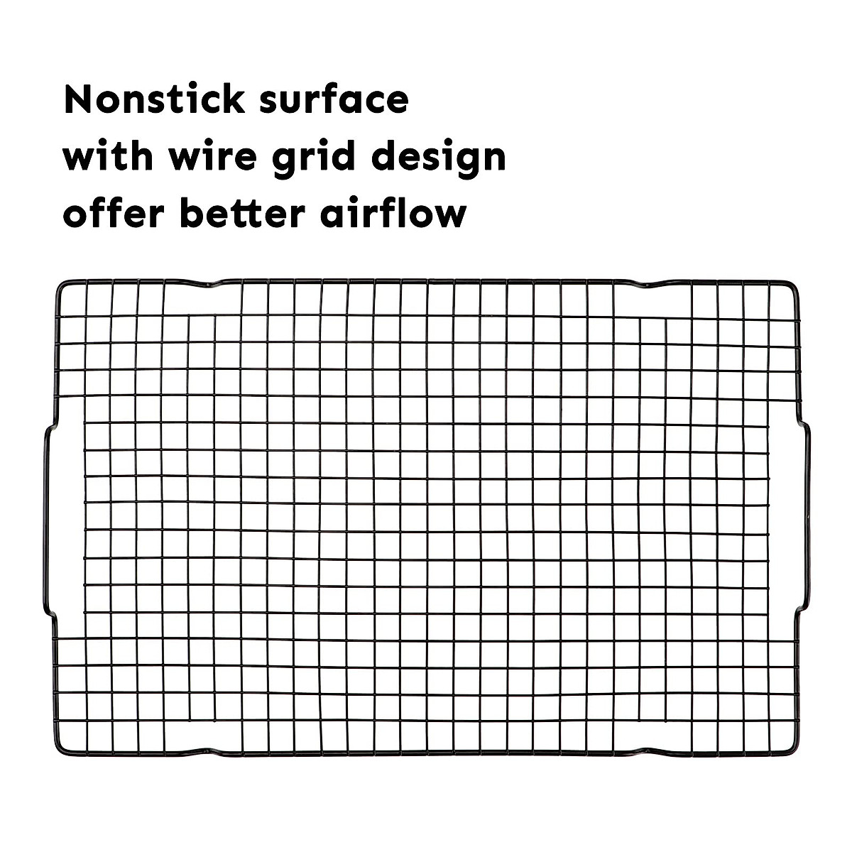 HULISEN Cooling Rack 2 Pack - 16" x 10", Nonstick Baking Rack with Handle fits Half Sheet Pan, Cookie Cooling Racks for Baking and Cooking, Wire Smoker Racks for Grilling, Oven Safe