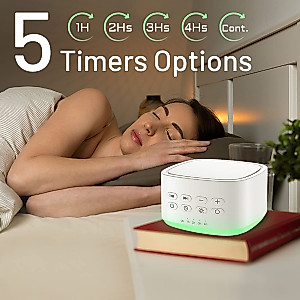 Magicteam White Noise Machine 10 Colors Lights and 25 Soothing Sounds Sleep Sound Machine with 5 Timers with Memory Feature Portable Sound Machine for Baby Adults. (White)