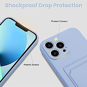 Naiadiy Silicone Card Case with Card Holder, Shockproof Wallet Cover for iPhone 13 Pro Max 6.7 Inch 2021 - Purple