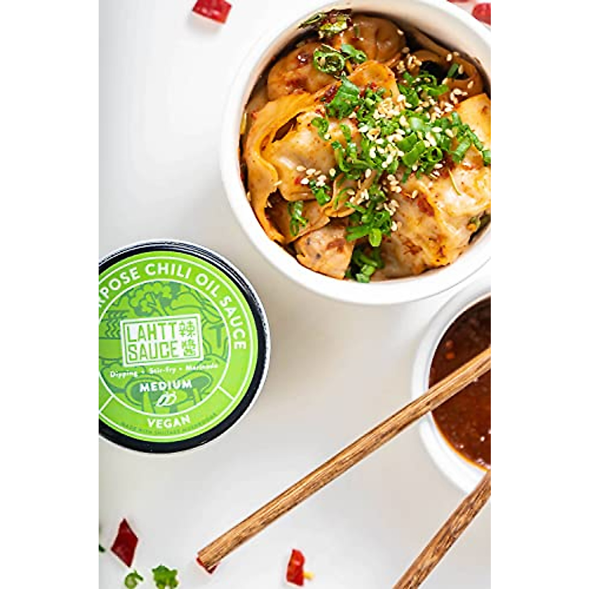 Lahtt Sauce Premium All Purpose Chili Oil, Vegan (Made with Shiitake Mushrooms), Medium Heat, Natural Non GMO Ingredients, Gluten-Free, No MSG, No Preservatives (1 Jar)