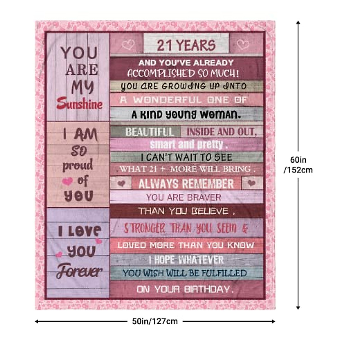 Joyloce 21st Birthday Gifts For Her Blanket 60"X50", 21st Birthday Decorations - Turning 21 Gifts For Women - 21st Birthday Gift Ideas - 21 Bday Decorations - Best Gifts For 21 Year Old Women Blankets