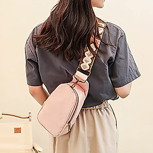 Women Chest Bag Sling Bag Small Crossbody PU Leather Satchel Daypack for Lady Shopping Travel with Shoulder Strap (Black)