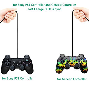 DTOL PS3 Controller Charger Cable Ring Mini USB Data Charging Cord for PS Move Playstation 3 Wireless Controller, TI84 Plus CE, Digital Camera 10ft 2 Pack