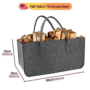 Felt Folding Storage Bin Collapsible Storage Basket 20x10x10" Large Rectangle Shelf Organizer Box for Keepsake Toy Wardrobe Bookshelf Office , dark gray