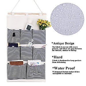 CARURLIFF 2 Packs Wall Hanging Organizer with 14 Pockets Over the Door Storage Bags for Bedroom, Entrance, Dresser (6+8 Pockets Blue)