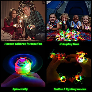 Mikulala 24 Pack LED Light Up Fidget Spinners Rings Party Favors for Kids, Christmas Party Favors Prizes Box Toys Birthday Gifts Goodie Bag Stuffers Glow in The Dark Party Supplies