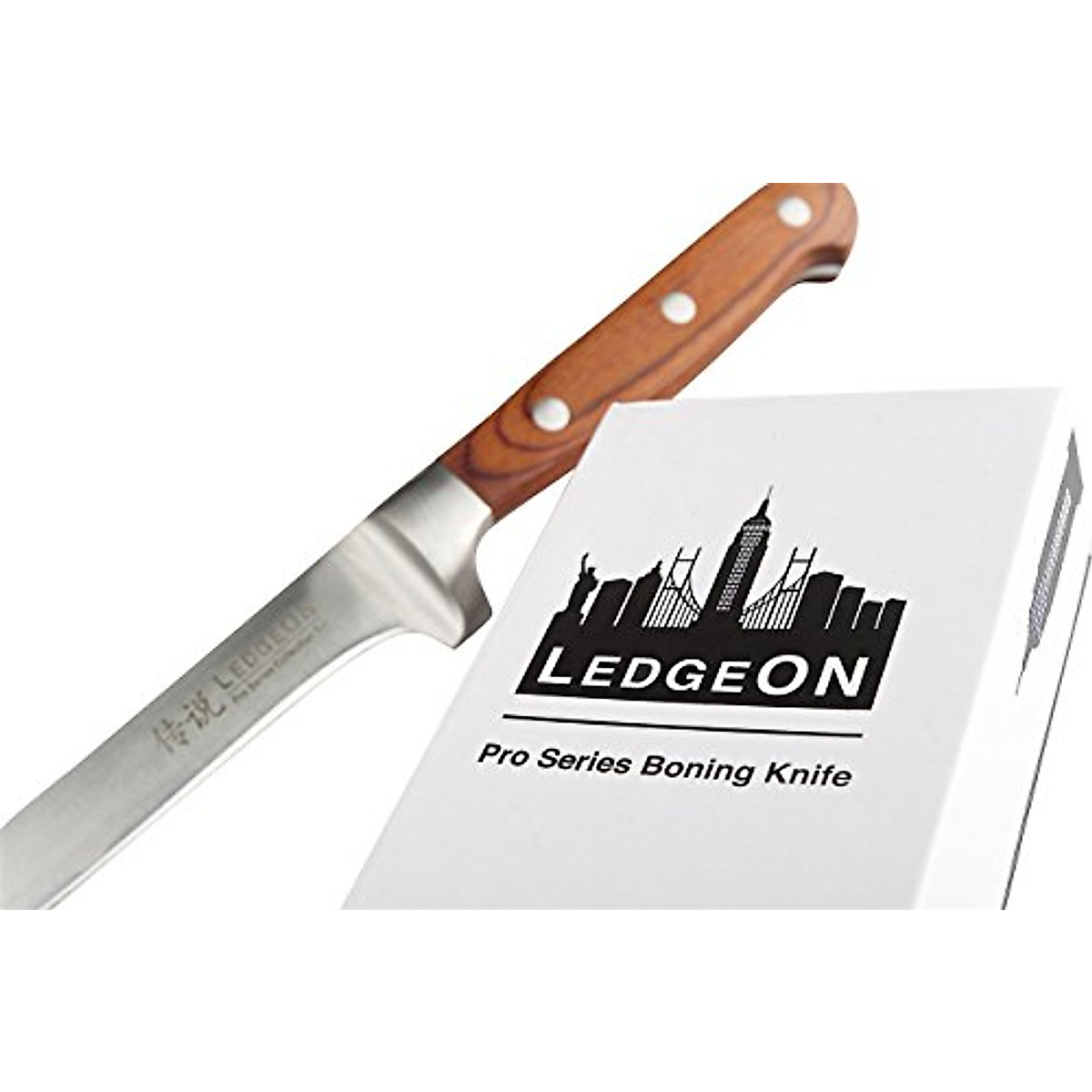 LedgeON 6" Professional Boning Knife - Pro Series - High Carbon Stainless Steel Blade - Wood Handle
