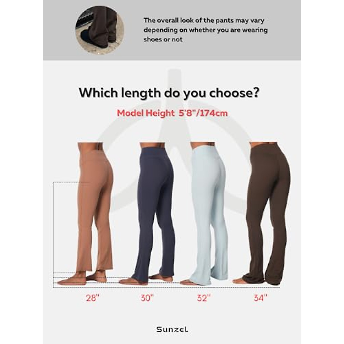 Sunzel Flare Leggings for Women, Crossover Yoga Pants with Pockets 30" Grey Large