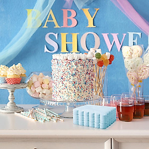 100 Pcs Scalloped Cocktail Napkins Thick Paper Napkins Disposable Party Napkins Beverage Napkins for Wedding Dinner Birthday Supplies, 5 x 5 Inches (Light Blue)