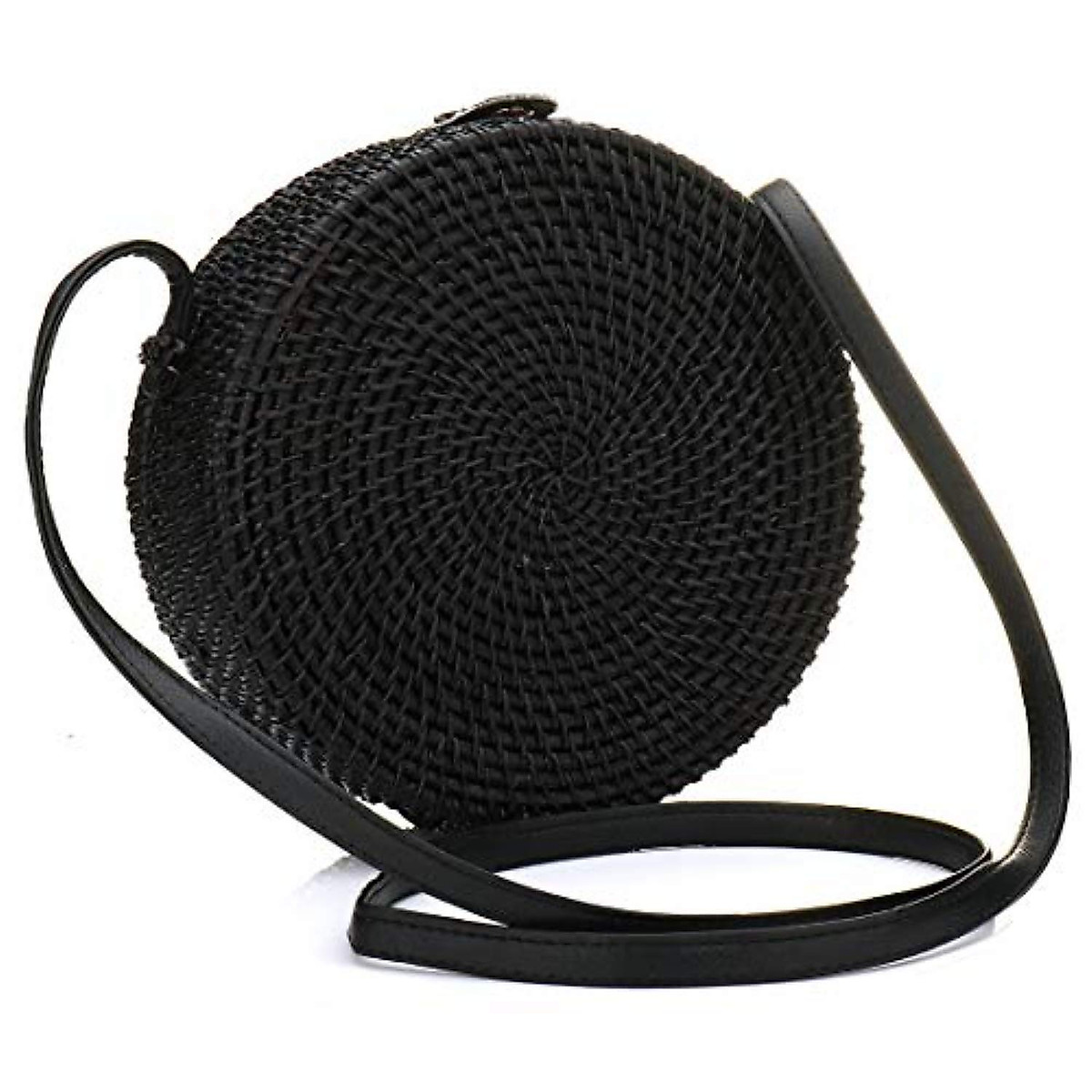 Gets Women's Woven Bag Round Handmade Rattan Shoulder Bag Cross Body Boho Beach Bag (Ordinary)