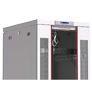 Sysracks 18U 35 Inch Deep Grey White Server Rack IT Network Data Rack Cabinet Enclosure Fully Lockable on Wheels - LCD Screen - Ventilation System - PDU - Glass Door - Rich Accessories Kit
