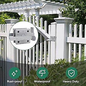 JUBEST Double Side Gate Latches, Heavy Duty Gate Latch Outdoor Fence Gate Hardware for Wooden Gates, Pool Gate, Backyard, Garden Gate, Silver