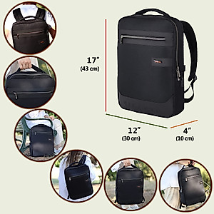 NPO Success Laptop Backpack,Business Travel Slim Durable Laptops Backpack with USB Charging Port,Water Resistant College School Computer Bag for Women & Men Fits 16" Inch Laptop and Notebook - Black