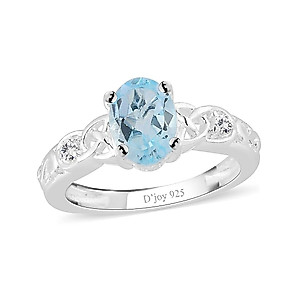 925 Sterling Silver Sky Blue White Topaz Statement November Birthstone Ring For Women Jewelry Size 7 Cttw 1.2 Unique Birthday Gifts for Women