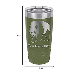 LaserGram 20oz Vacuum Insulated Tumbler Mug, Panda Bear, Personalized Engraving Included (Camo Green)