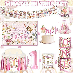Yingoto 120pcs My Fairy First Birthday Decorations Set, Fairy Themed Party Decorations, Fairy Party Supplies for Girls Baby shower, First One Year Old Birthday Decorations Girls