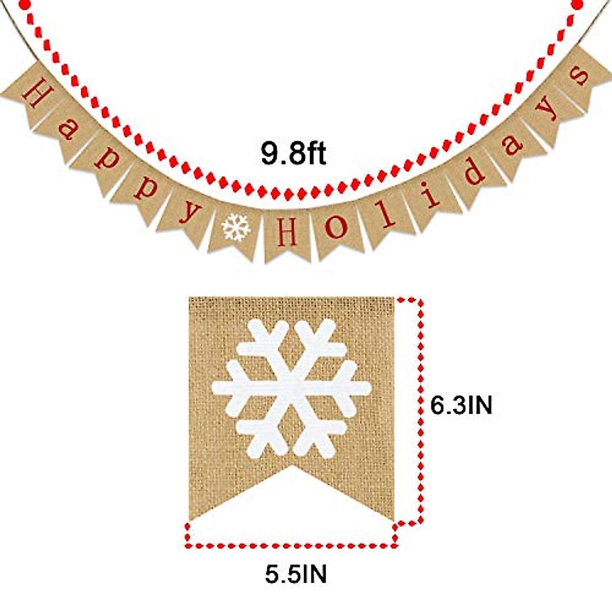 Happy Holidays Banner Burlap | Christmas Banner Burlap | Christmas Decorations| Holiday Decorations| Perfect for Home Yard Indoor Outdoor Mantel Fireplace Hanging Decor