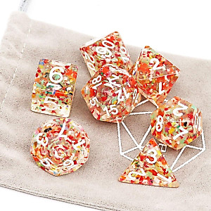 Haxtec Christmas Dice Resin DND Dice Set 7PCS Polyhedral D&D Dice Role Playing Dice Games as Dungeons and Dragons-Eternal Carp