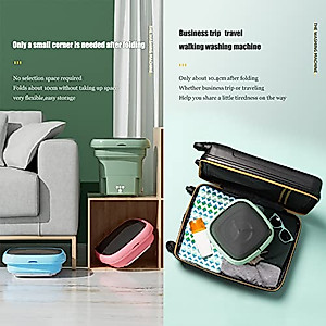 Portable Washing Machine Lightweight Underwear Washer,Mini Foldable Washer with Spin Dryer,Bucket Automatic for Baby Clothes, Socks, Towels, Great for Travel, Apartment (Color : PINK2)