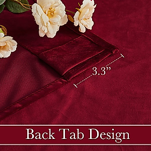 RYB Home Velvet Curtains for Bedroom - Light & Heat Block Back Tabs Window Treatment Energy Efficient Privacy Protection Drapes for Party Backdrop,Film Room, Ruby Red, W52 x L96 inches, 2 Panels
