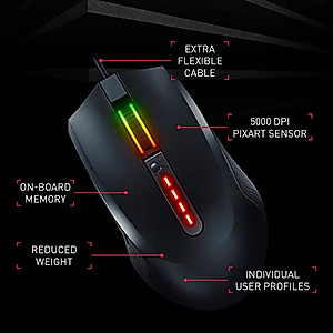 Cherry MC 2.1 Wired Gaming Mouse RGB Lighting with Programmable Buttons and User Profiles. Fits in Your Hand. Right Handed. 5000 DPI Pixart Sensor. Black