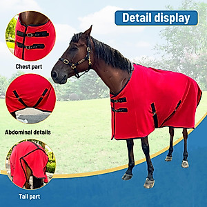 Polar Fleece Cooler Horse Fleeces,Horse Cooler & Fleece Blankets for Horses，Horse Exercise Sheet，Horse Care Blanket (Red, EU 135 cm - US 72 in)