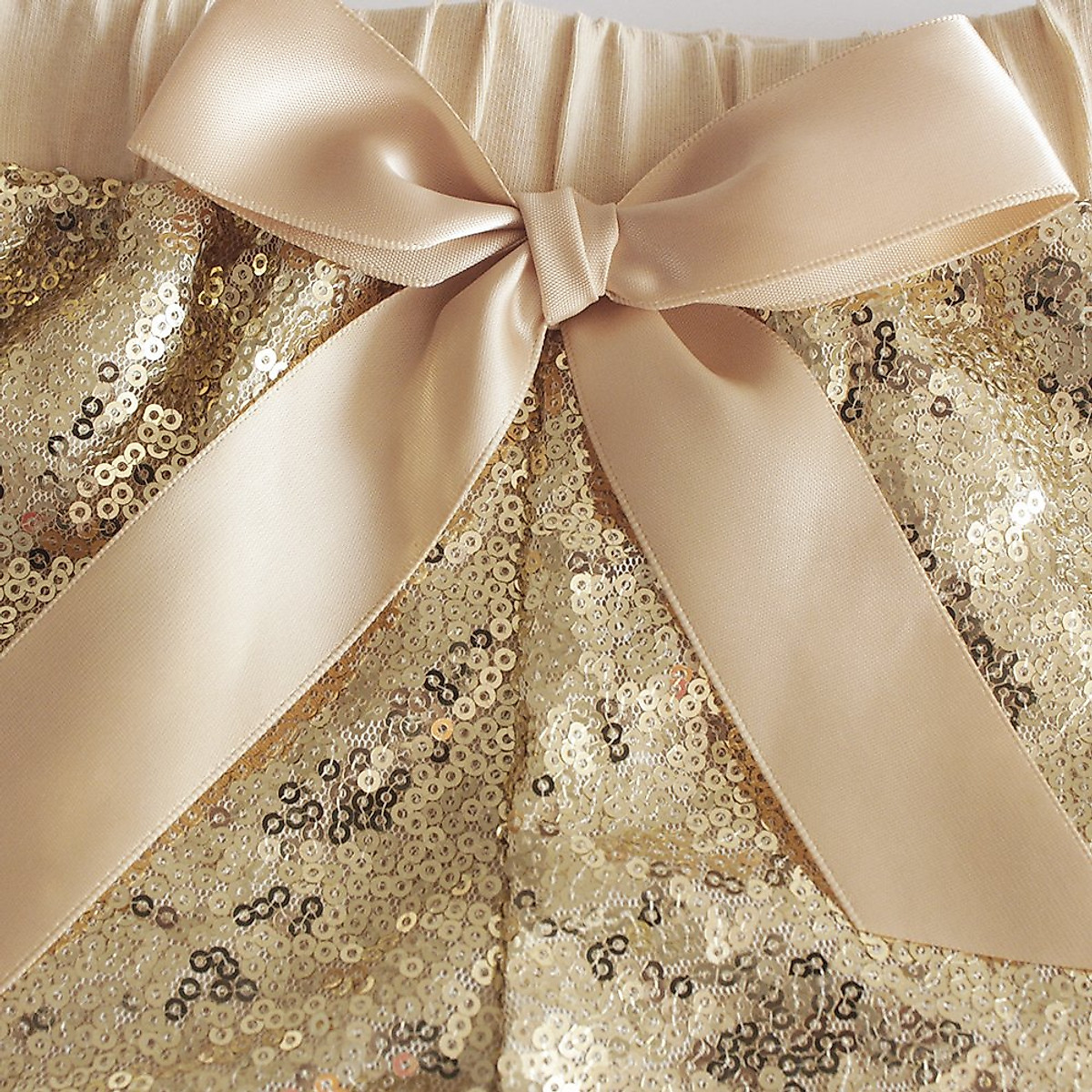 Messy Code Baby Girls Shorts Toddlers Short Sequin Pants Newborn Sparkle Shorts with Bow , Gold, XL(3-4Y)