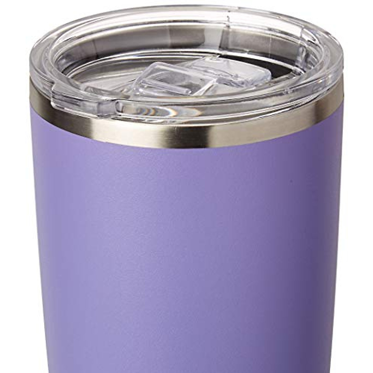 PURPLE 20OZ Perfect Size INSULATED DRINK MUG TUMBLER & SPILL PROOF LID - WINE BEER COFFEE TEA & Much More HOT for up to 6 Hours or cold for 24 HOURS - FREE Silicone Straw & Straw Cleaning Brush -