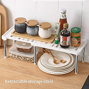 Atkits 2 Pack Under Sink Organizer Expandable Under Sink Organizer and Storage Multi-Use Under Kitchen Cabinet Storage Shelf Adjustable,White