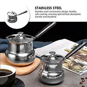 Luxshiny Turkish Coffee Pot, 350ml Mini Sauce Pan Butter Melter Stainless Steel Milk Warmer Pots Espresso Decanter Chocolate and Butter Melting Pot with Handle