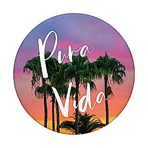 Pura Vida Palm Tree on the Beach Sunset Quote PopSockets PopGrip: Swappable Grip for Phones & Tablets