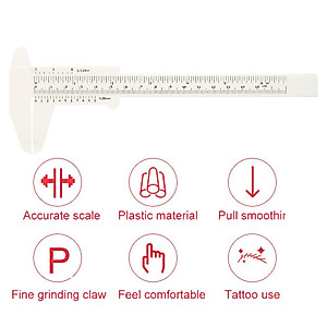 Vernier Caliper Waterproof Plastic Eyebrow Permanent Makeup Ruler Students Experimental Measurement Tools For Permanent Makeup Tattoo Eyebrow Line Lip