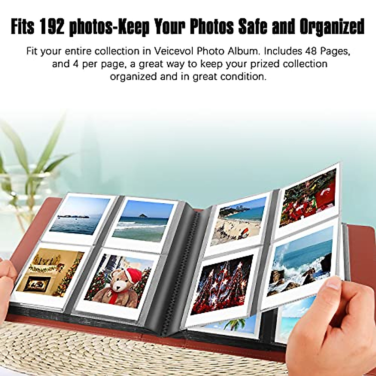 192 Pockets Photo Album for Fujifilm Instax Wide 300 Camera, Polaroid 600 i-type Film Album, Extra Large Picture Albums for Polaroid Now OneStep2 OneStep+ Instant Camera, POP Lab Print Camera (Brown)