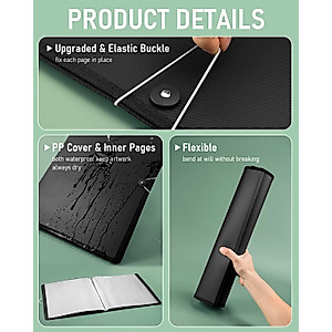 Nicpro 11x14" Art Portfolio Folder, 30 Pockets Display 60 Pages Art Painting Portfolio Binder with Clear Plastic Sleeves, Presentation Storage Book for Kids & Artists Artwork Drawing - (Black)