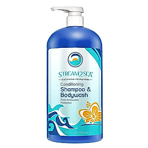 STREAM 2 SEA 3-in-1 Conditioning Shampoo and Body Wash and Leave-In Conditioner Bundle - UV Absorbent Moisturizing Protection for Skin and Body - Reef Safe, Paraben-Free and Biodegradable
