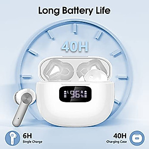 coioc Bluetooth 5.3 Headphones, Wireless Earbuds with LED Digital Display, IPX7 Waterproof, Wireless Earphones Deep Bass, 40H Playtime with Fast Charging Case, Suitable for Sports and Work