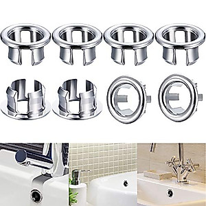 Zhehao 8 Pieces Sink Overflow Ring, Kitchen Bathroom Basin Trim Bath Sink Hole Round Overflow Drain Cap Cover Insert in Hole Spares