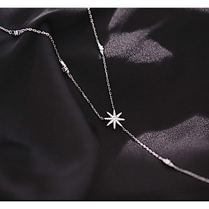 SLUYNZ 925 Sterling Silver Star Y Necklace for Women Teens CZ Star Necklace Snowflake Choker Necklace Pendant (A-Silver)