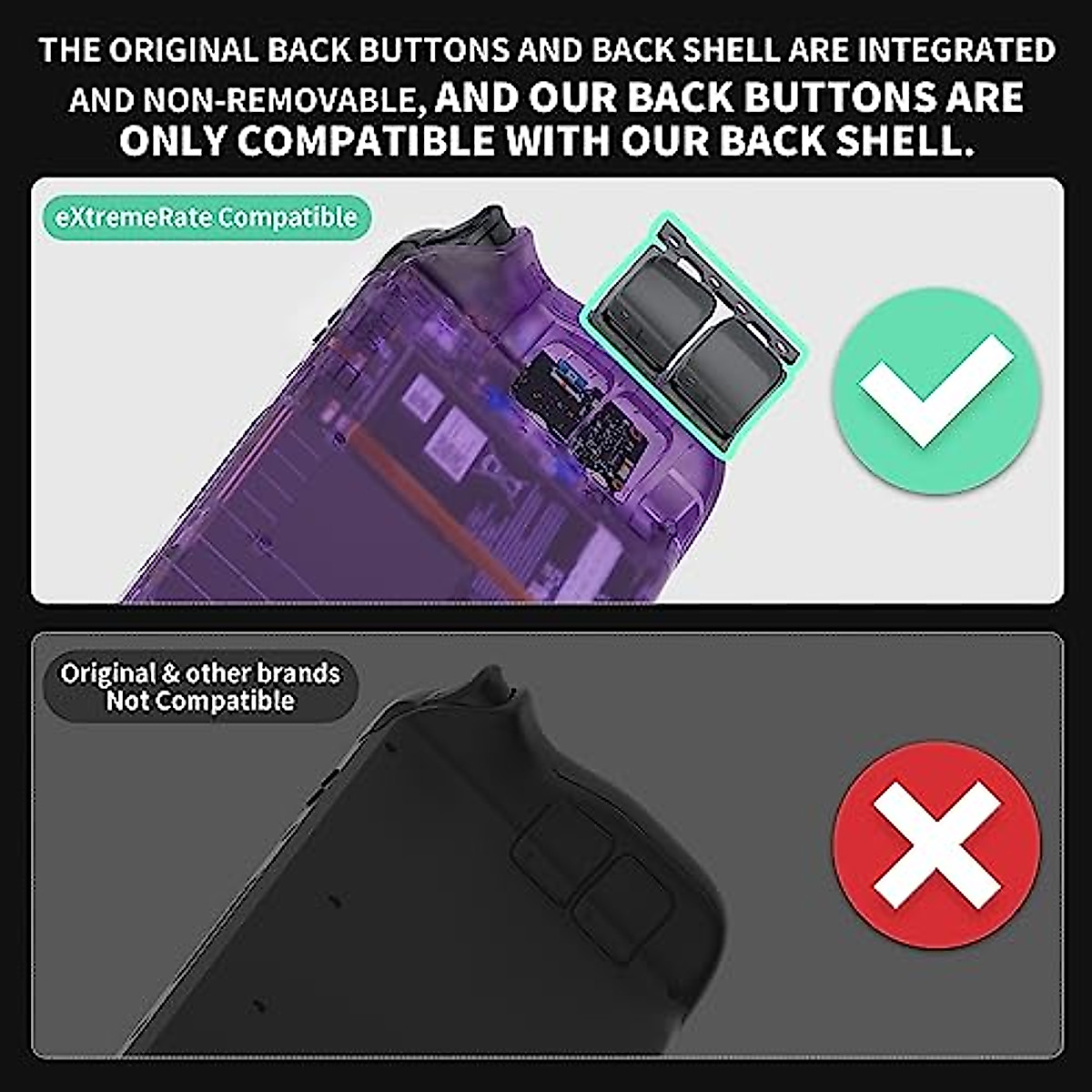 eXtremeRate Clear Slate Black Replacement Full Set Buttons for Steam Deck, DIY Custom ABXY D-pad Trackpad Bumpers Triggers Buttons for Steam Deck Handheld Console - Console NOT Included