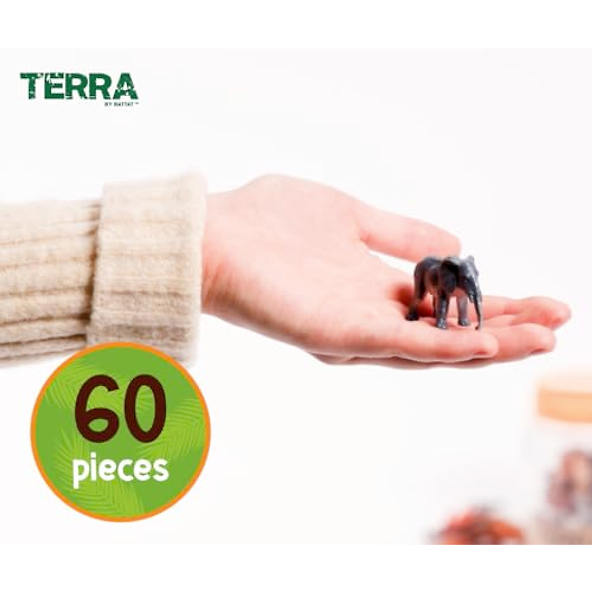 Terra by Battat – 60 Pcs Wild Creatures Tube – Realistic Mini Animal Figurines – Lion, Hippo, Tiger, Bear & More Safari Animals – Plastic Educational Toys for Kids and Toddlers 3 Years +