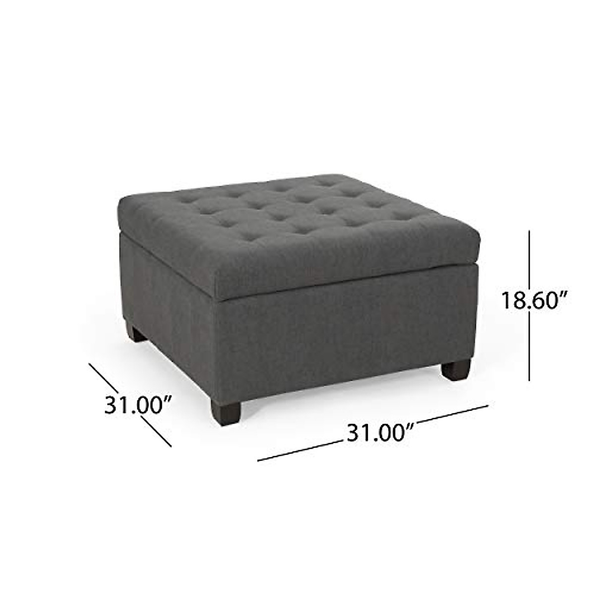 Christopher Knight Home Hedda Tufted Fabric Storage Ottoman, Dark Gray, Dark Brown