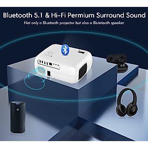 5G WiFi Bluetooth Projector 4K Supported, Xiaoya Full HD 15000L Mini Portable Projector, 300" Display 4P/4D Keystone Zoom 50% Office Outdoor Home Theater Projector Compatible w/iOS/Android/Win/TV/PS5