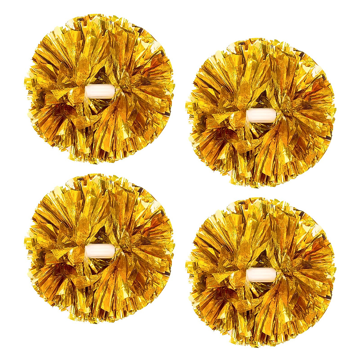 4Pcs Metallic Cheerleading Pom Poms, Creatiee 2 Pair Cheerleader Cheering Squad Pompoms for School Sports Dance Games Team Spirit Cheer (Gold)